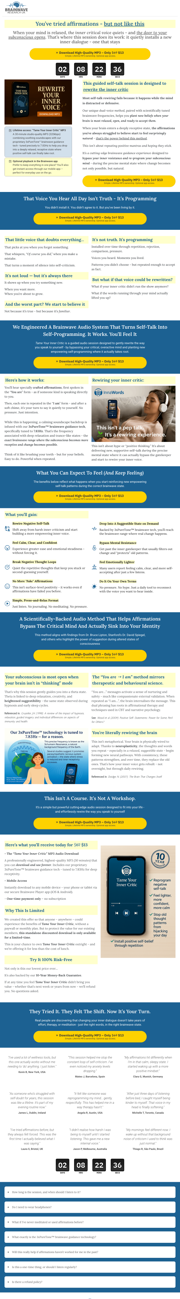 Tame Your Inner Critic Download $13 - Brainwave Research UK